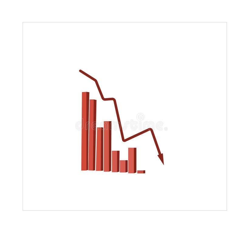 Red Bar Chart Showing Downward Trend and Line Graph Stock Illustration ...