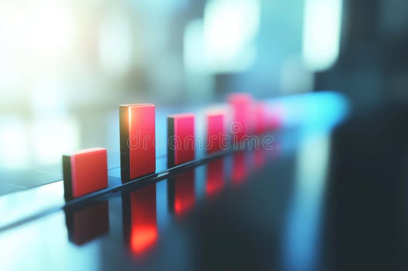 Red Bar Graph on a Shiny Black Surface Stock Illustration ...