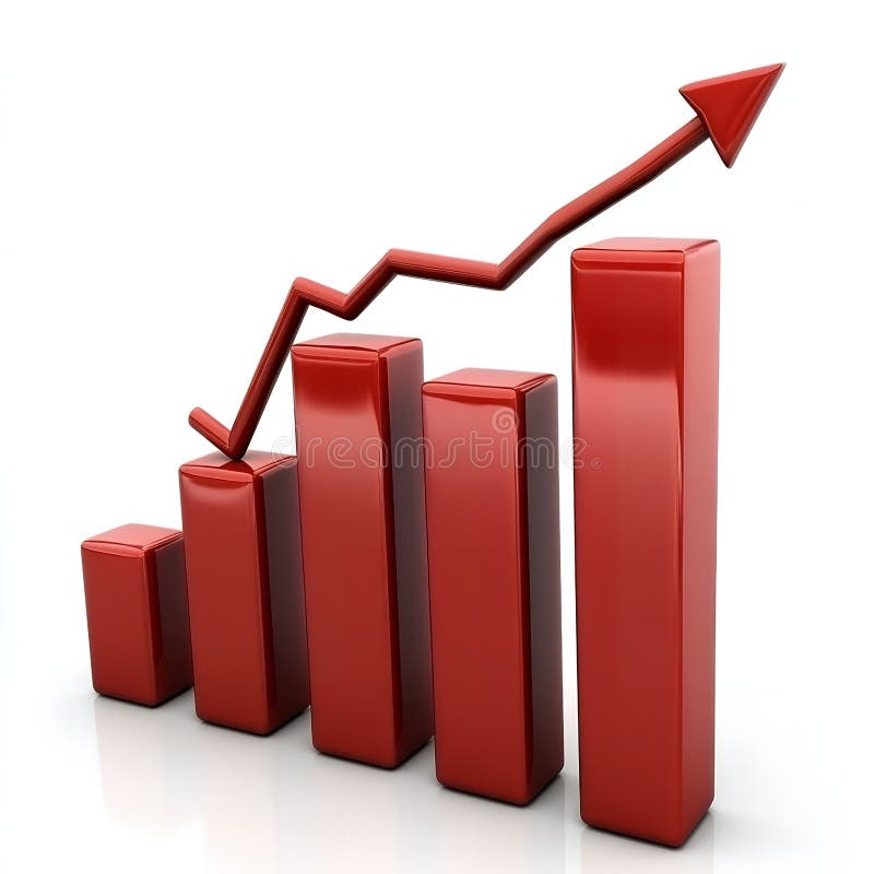 Red Bar Graph Shows Upward Trend Stock Illustration - Illustration of ...
