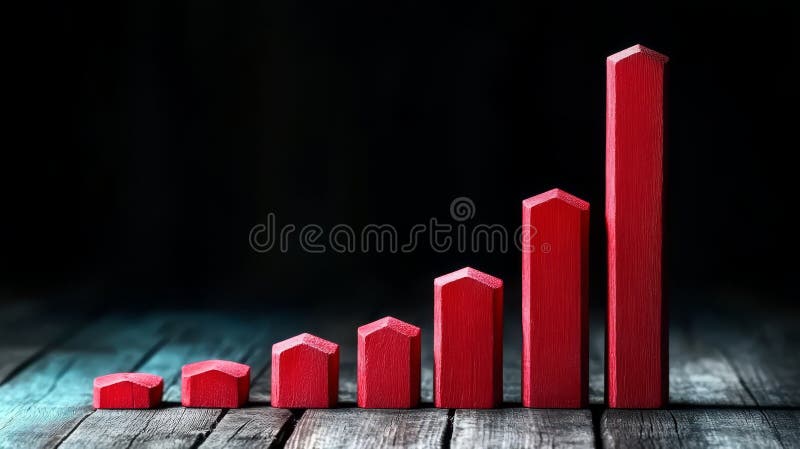 Red Bar Graphs Symbolize Growth and Success in a Dark Business ...