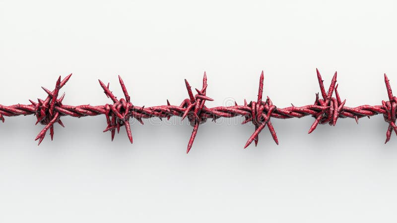 Red Barbed Wire in a Minimalist Design Perfect for Themes of Danger and ...