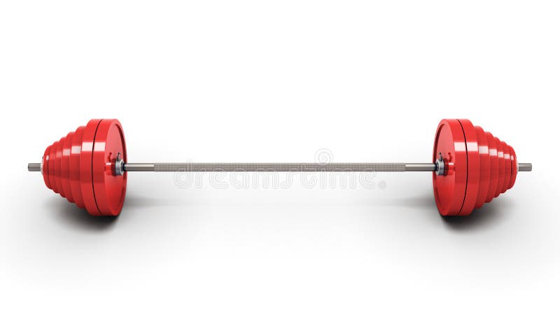 Red barbell on white stock illustration. Illustration of bench - 51201637