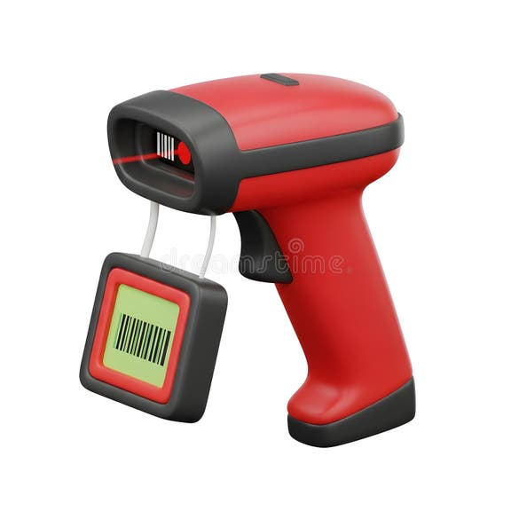 Red Barcode Scanner with Laser and Barcode Tag Stock Illustration ...