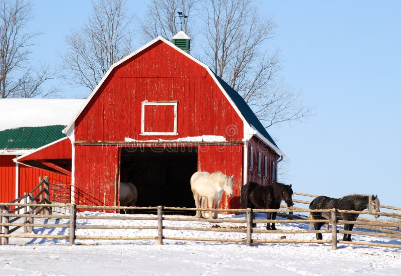 Old Red Barn on a Ranch or Farm in Western Montana Stock Photo - Image ...