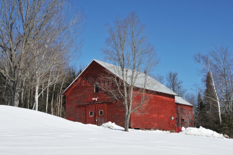 Red Barn in Winter stock photo. Image of landscape, rural - 12440984