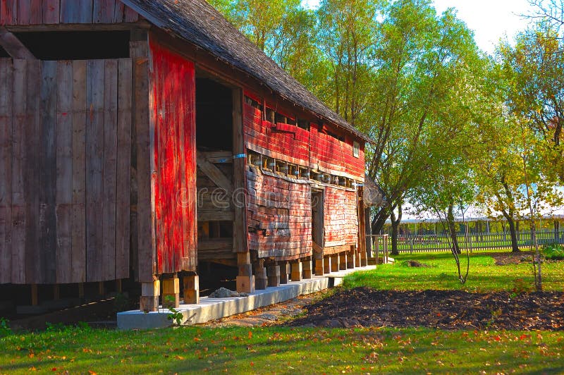 Red Barn Closeup stock photo. Image of animals, summer - 2270774