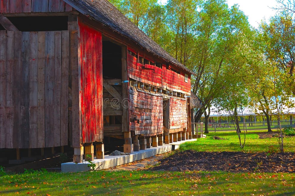Red Barn Closeup stock photo. Image of animals, summer - 2270774