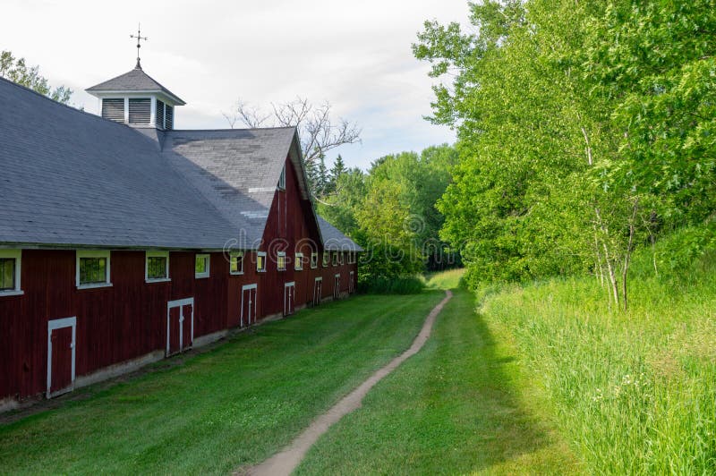 Red Barn in the Country stock image. Image of scenery - 157808041