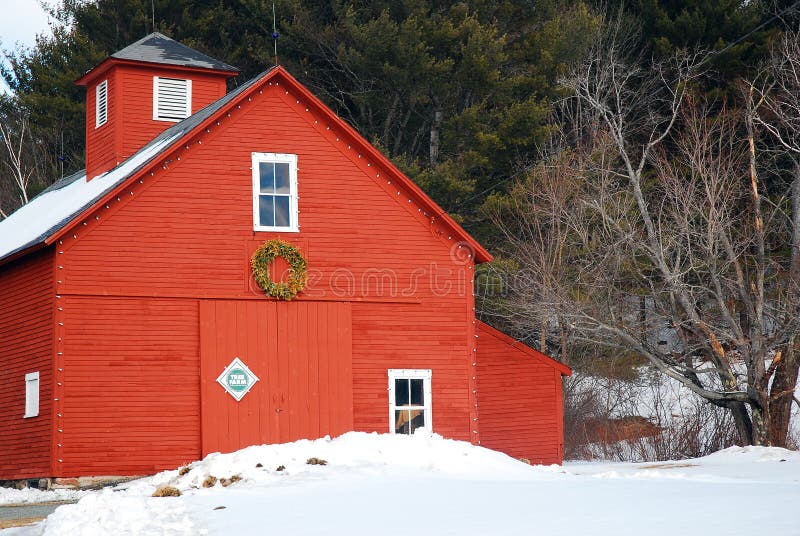 A Red Barn is Decorated for Christmas Editorial Stock Photo - Image of ...
