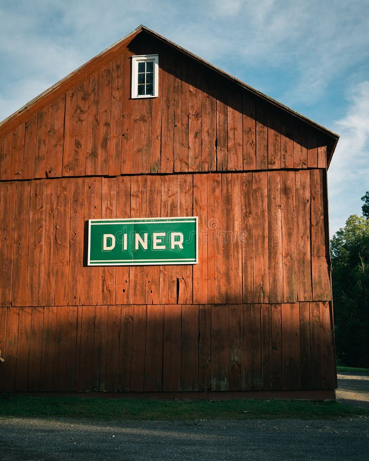 Red Barn with Diner Sign, Chatham, New York Editorial Photography ...