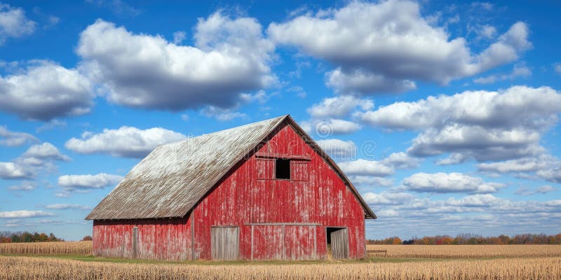 Red Barn in Field stock image. Image of view, nature - 380347367