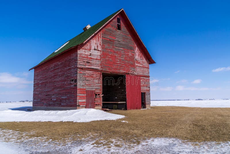 The red barn in the field. stock image. Image of beautiful - 50361663