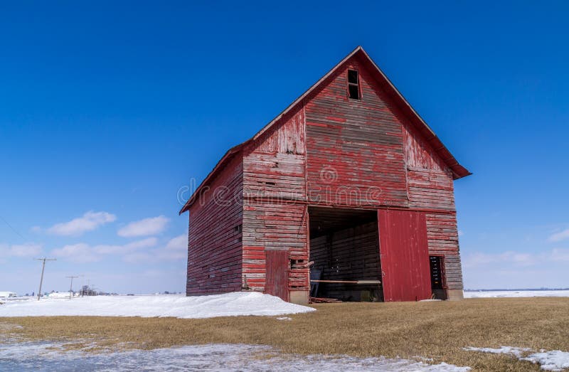 Old red barn in the field. stock image. Image of grass - 135924445