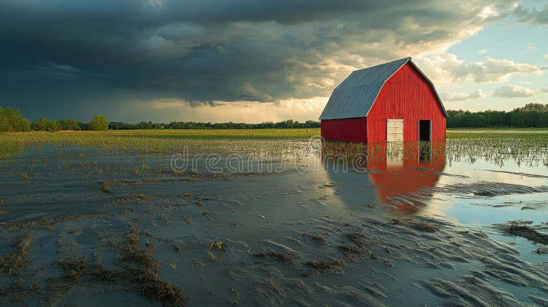 Red Barn Flooded Field Dramatic Sky Stock Photos - Free & Royalty-Free ...