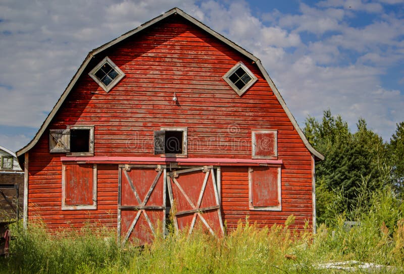 Red barn stock image. Image of building, peeling, trees - 36018917