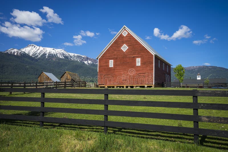 Red barn in Oregon stock photo. Image of grassland, wallowa - 71384844