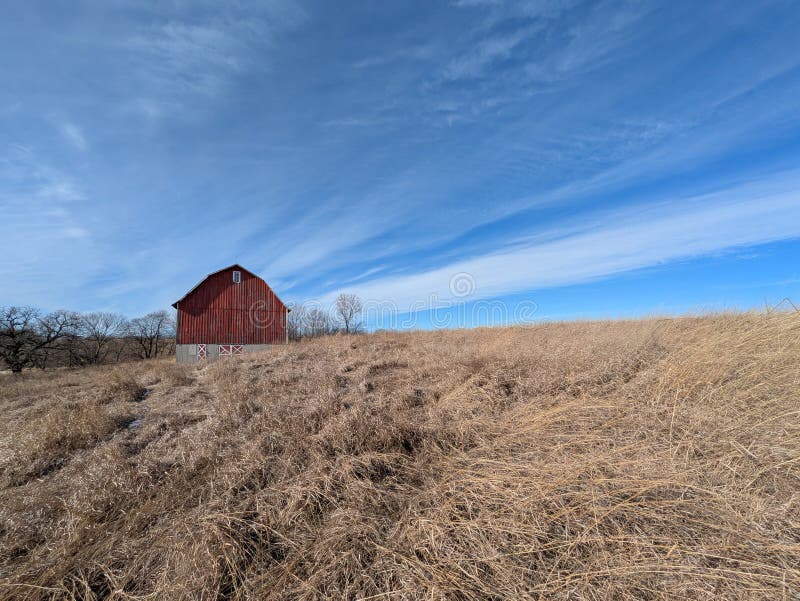 Red Barn on the Prairie stock photo. Image of horizon - 360064810
