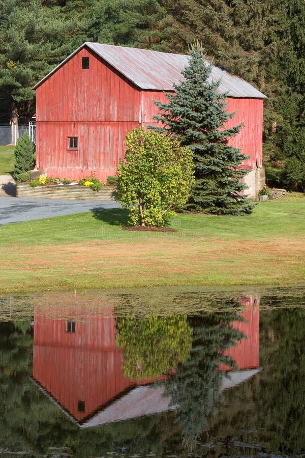 Red Barn Reflection stock image. Image of halloween, fall - 1361547
