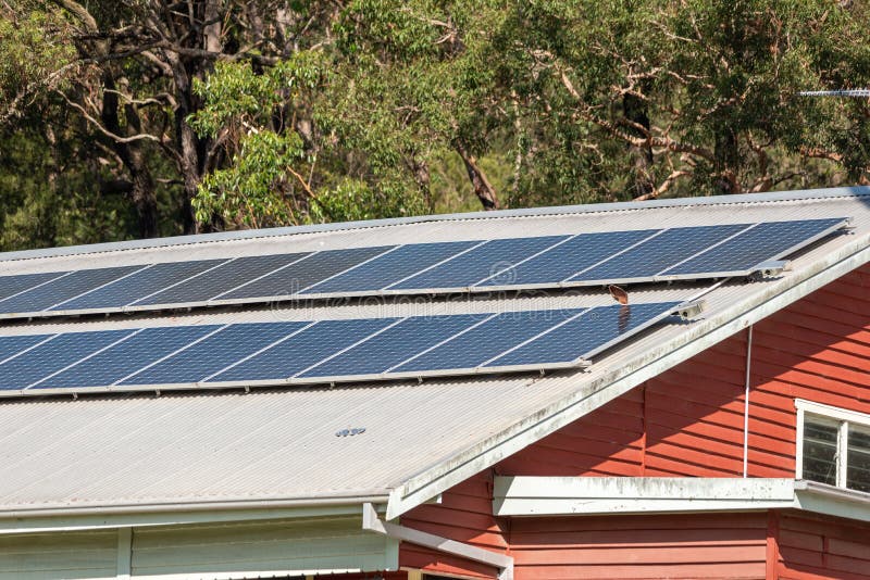 Red Barn with Rooftop Solar Panel Stock Image - Image of electricity ...