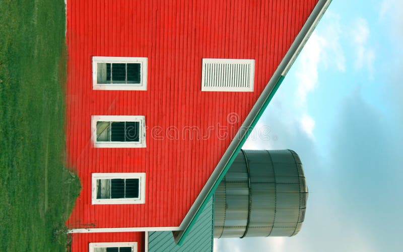 Red barn and silo stock image. Image of agriculture, barn - 14054775