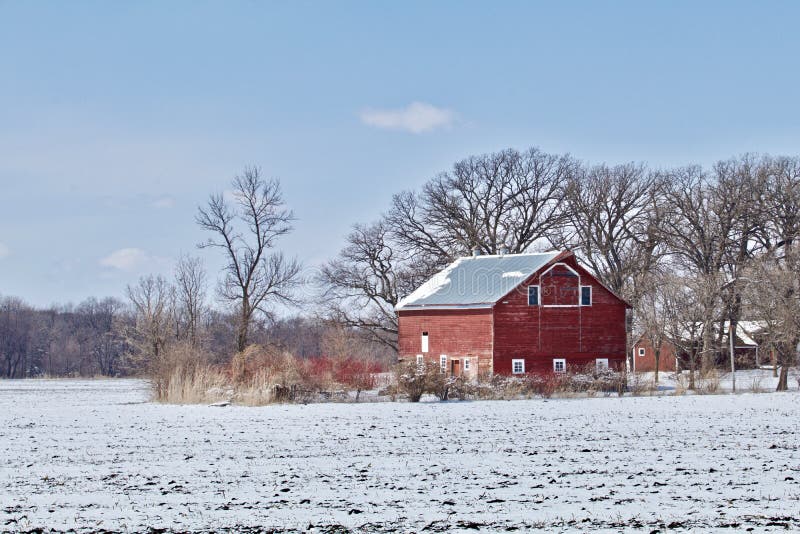 Red Barn in Snow stock photo. Image of snowy, peaceful - 146480320
