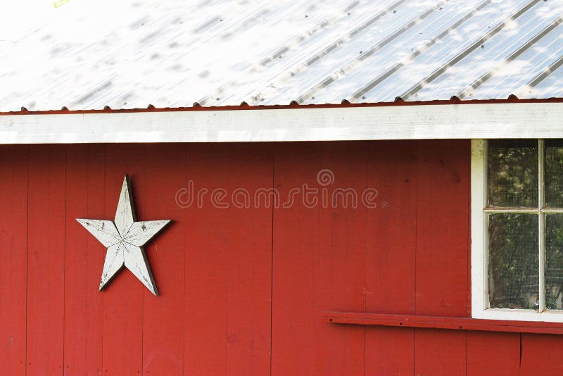 Red barn with star decor stock photo. Image of sunlight - 92966748