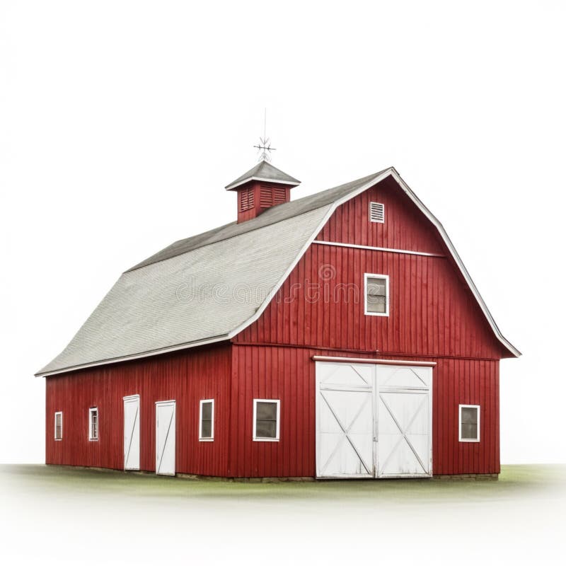 Red Barn on White Background Photography, AI Generative Stock ...
