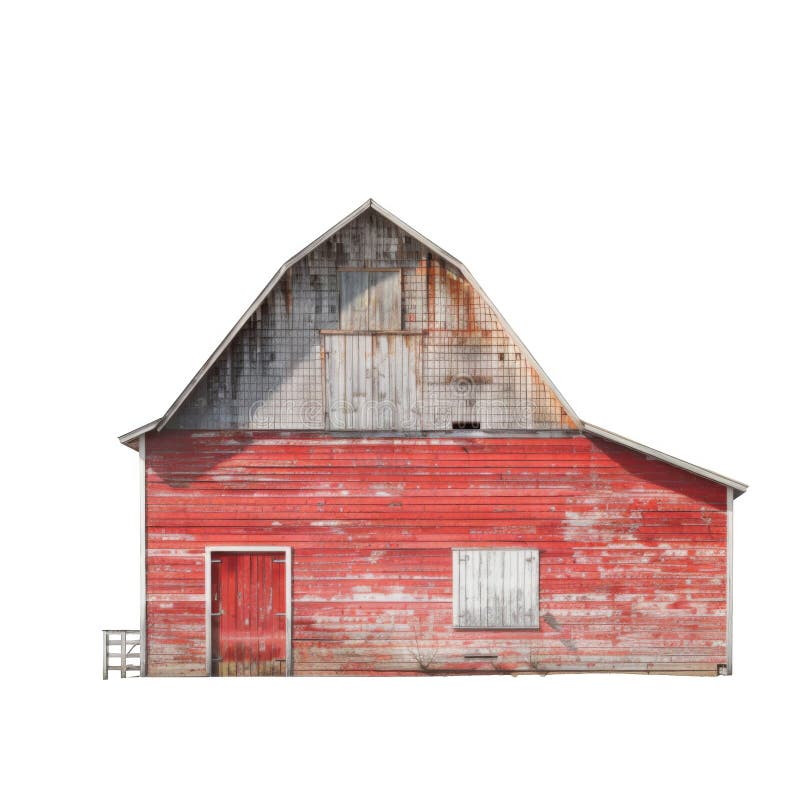 Red Barn with White Trim and Doors Stock Illustration - Illustration of ...