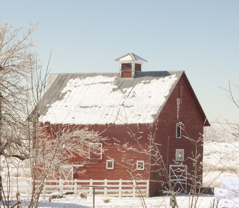 Old Barn in Winter stock photo. Image of winter, michigan - 12582736