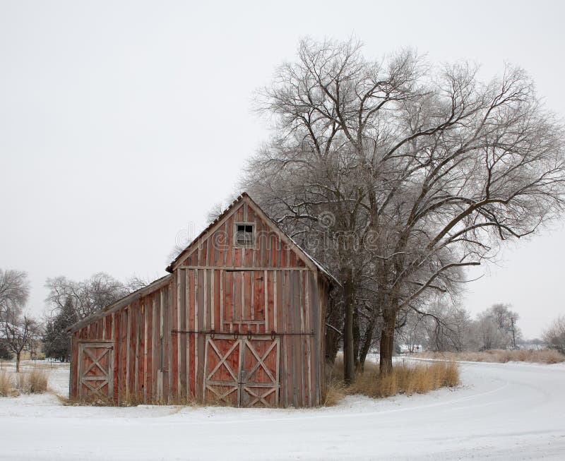Red Barn in Winter stock photo. Image of sunny, idaho - 35458982