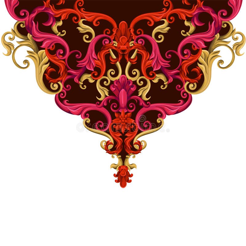 Red Baroque Elements Isolated. Vector. Stock Vector - Illustration of ...