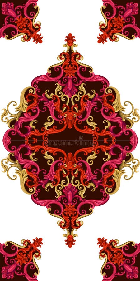 Red Baroque Elements Isolated. Vector. Stock Vector - Illustration of ...