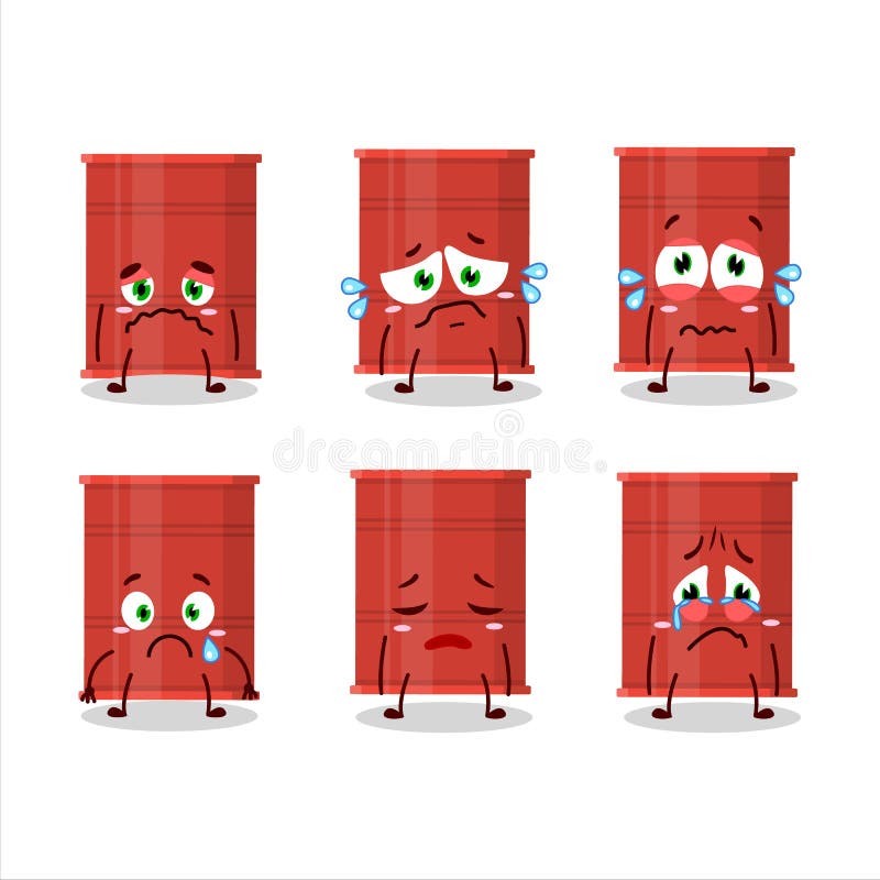 Red Barrel Cartoon Character with Sad Expression Stock Vector ...