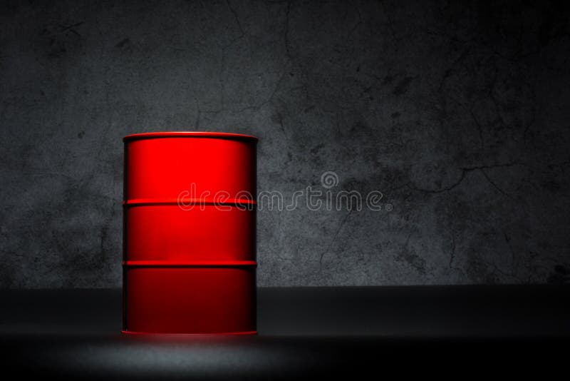 Red Barrel of Oil on a Black Background Stock Image - Image of empty ...