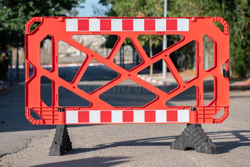 Red barrier stock photo. Image of barrier, road, vehicle - 233956378