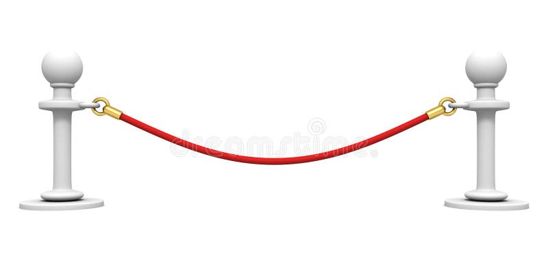 Red Velvet Rope and White Stands VIP Barrier Stock Illustration ...