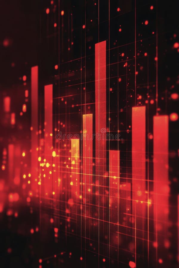 Red Bars and Glowing Elements in a Dark Night Setting, Digitally ...