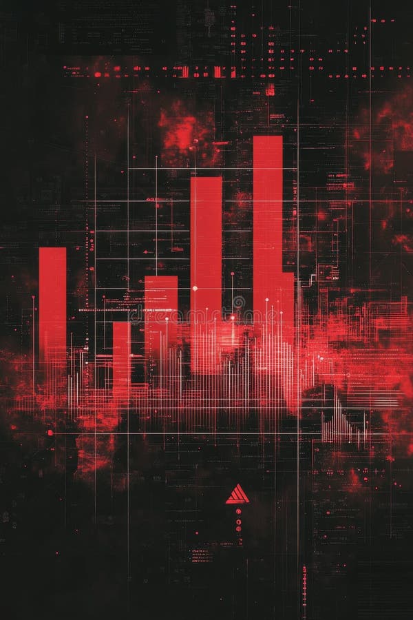 Red Bars and Glowing Elements in a Dark Night Setting, Digitally ...