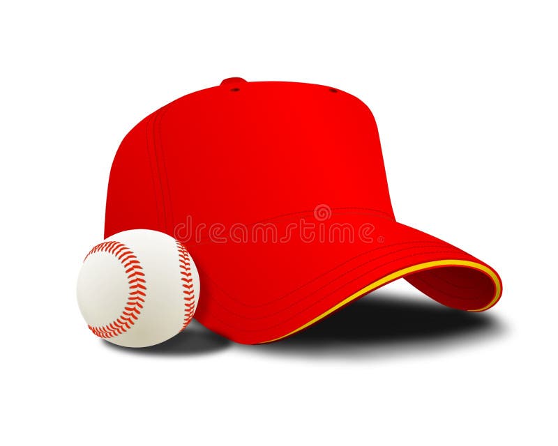 Red baseball cap and ball stock illustration. Illustration of visor ...