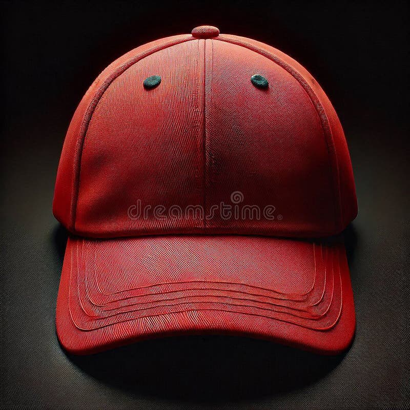 Red Baseball Cap with Curved Brim on Black Stock Illustration ...