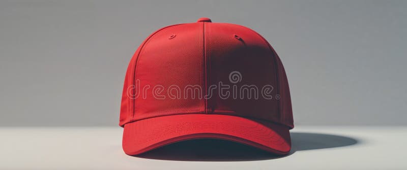 Red Baseball Cap with Curved Brim - Front View. Stock Photo - Image of ...