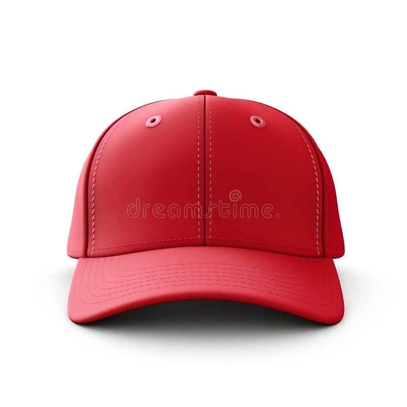 Red Baseball Cap Front View Isolated on a White Background. Generative ...