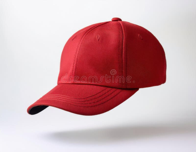 Red Baseball Cap Mockup Floating Air Isolated White Background Stock ...