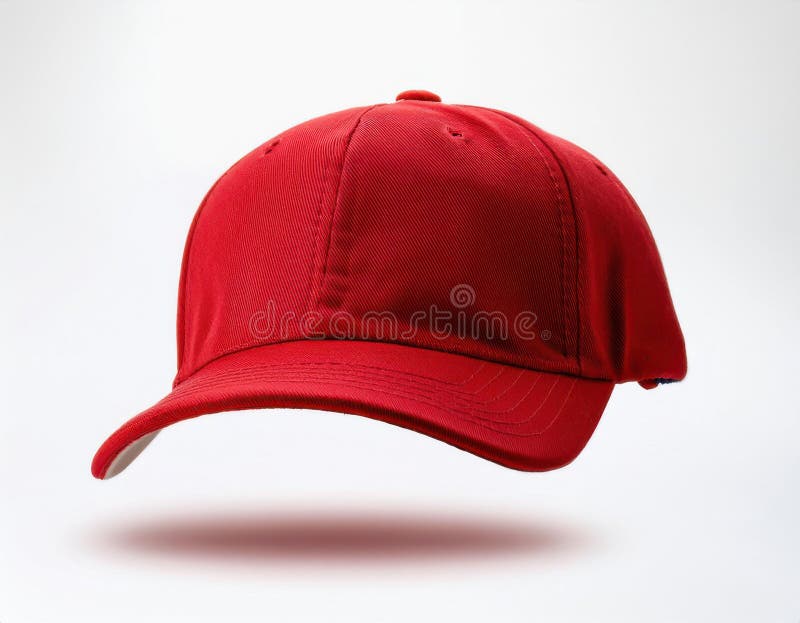Red Baseball Cap Mockup Floating in the Air Isolated on White ...