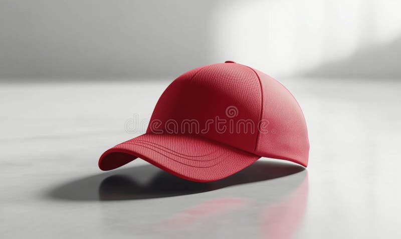 Red Baseball Cap, Sleek Design, Smooth Texture, Soft Fabric, Modern ...