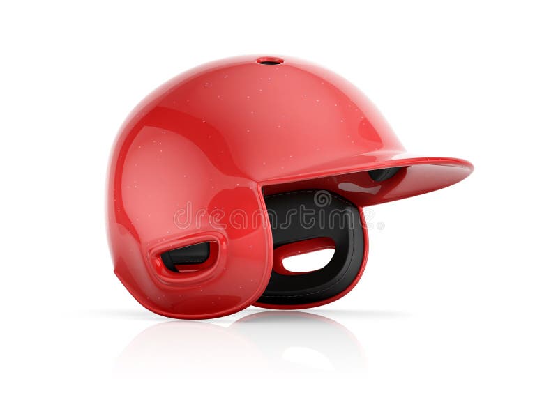 Red Baseball Helmet Isolated on a White Background Stock Illustration ...