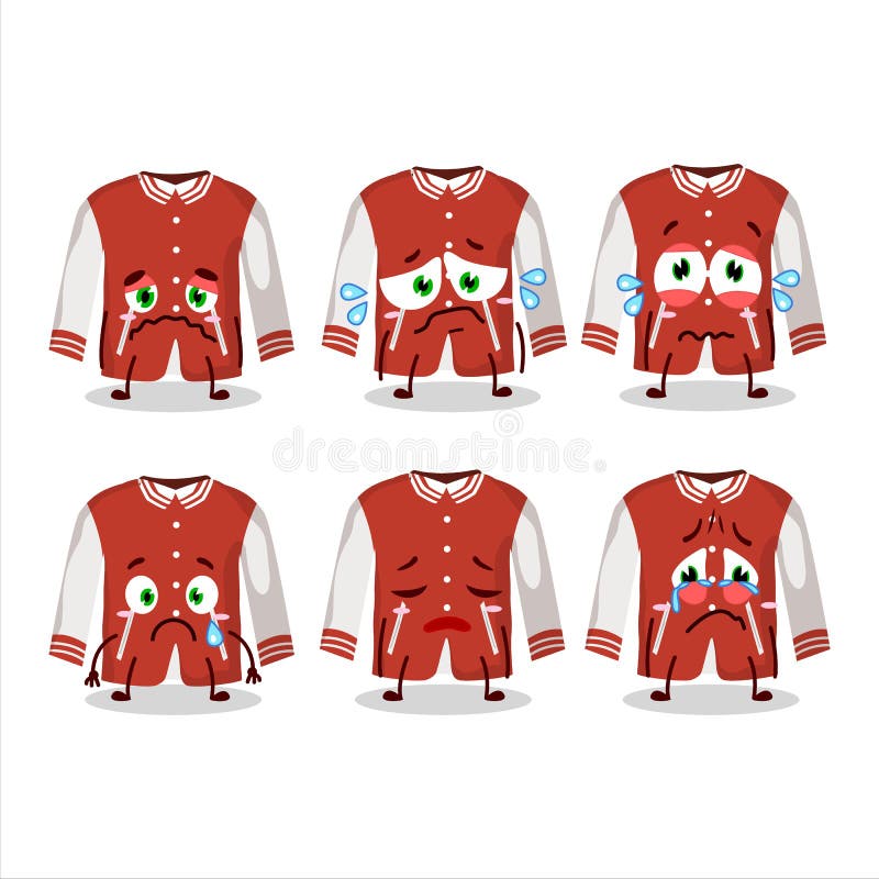 Red Baseball Jacket Cartoon Character with Sad Expression Stock Vector ...