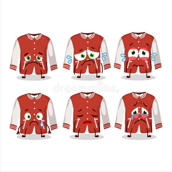 Red Baseball Jacket Cartoon Character with Sad Expression Stock Vector ...