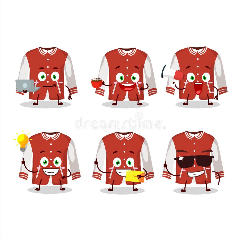 Red Baseball Jacket Cartoon Character with Various Types of Business ...