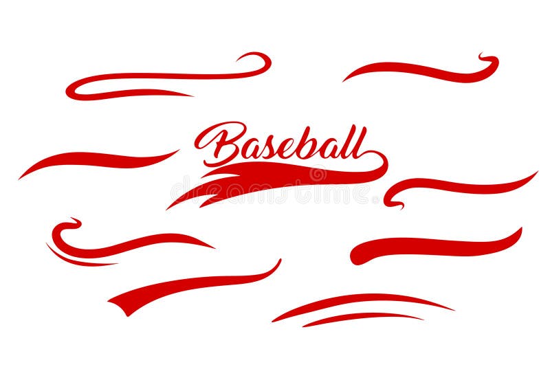 Red Baseball Swoosh Elements with Script Text Stock Illustration ...